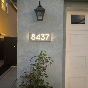 Custom LED House Numbers Sign 3D, Horizontal, 5 Numbers, Black Numbers ...
