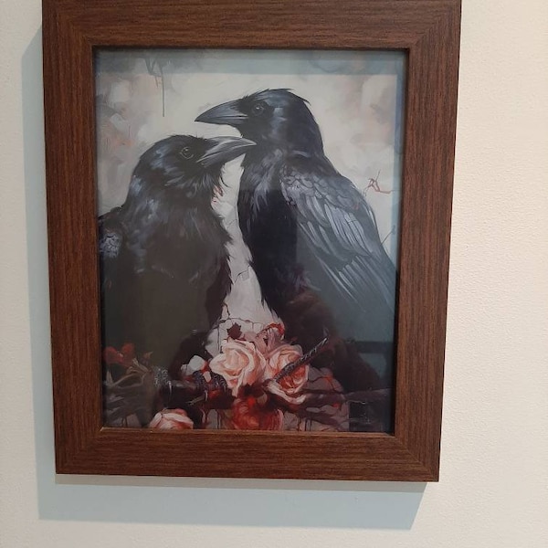 Gothic Romantic Raven Couple, Vintage Poster, Art Poster Print, Home ...