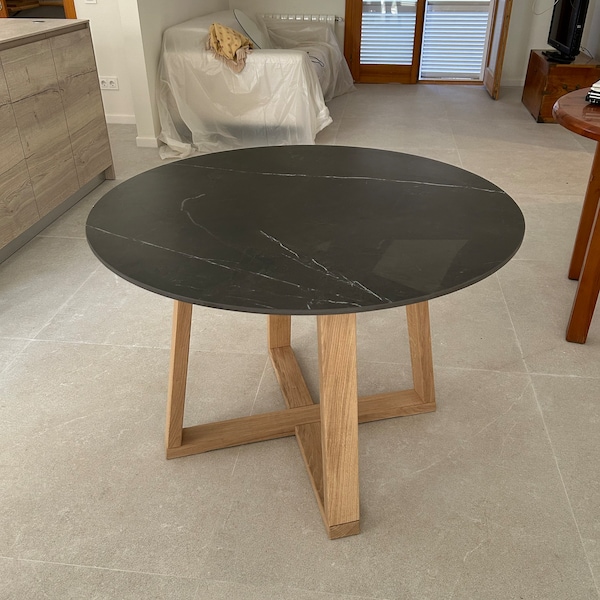 Oak Table Legs for Round Tables – Solid Wood Base 40x80mm – Fits Wood ...