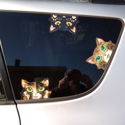Cat-window-peeker Cat Peeking Sticker cat Face and Paws Siamese ...