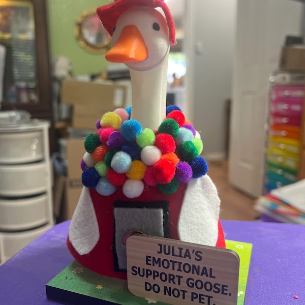 Emotional Support Desk Goose, Customized Sign, Stand for ...