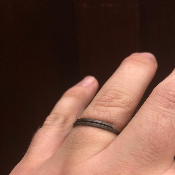 Minimal Iron Ring, Simple Black Ring, Handmade Adjustable Ring, Plain ...