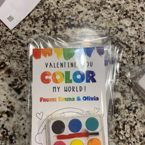 Kids Valentine Cards, PRINTED Color My World Valentines, Valentine's ...