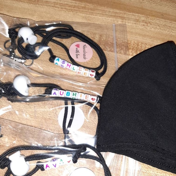 Kids Personalized Heart Charm Adjustable Face Mask Neck Strap Face Mask ...