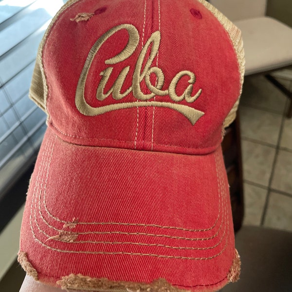 Vintage Red Cuba Baseball Hat - Etsy