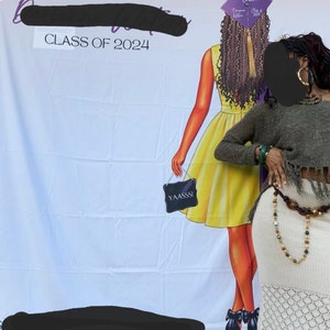 Custom Graduation Girl Backdrop, Black Girl Graduate, Graduation Decor ...