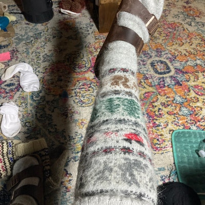 Natural Goat Wool Knee-high Socks, Knitted Warm Boot Socks, Fuzzy Comfy ...