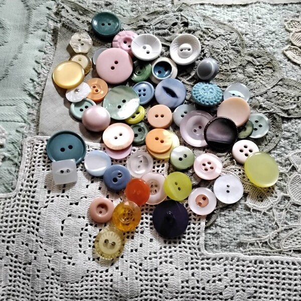 Vintage Fancy White Plastic Button Lot Crafting, Junk Journal ...