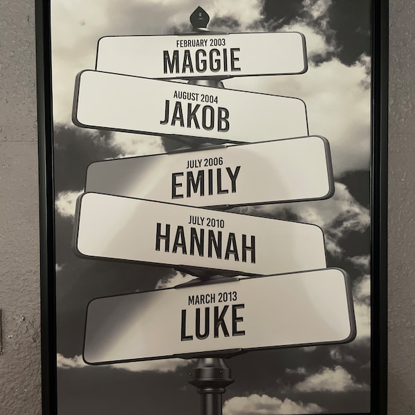 Custom Street Sign Multi-names Personalized Print Wall Art Canvas ...
