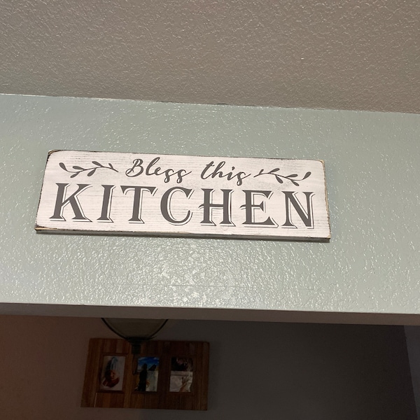 Bless This Kitchen Sign, Kitchen Sign, Rustic Wood Sign, Farmhouse Sign ...