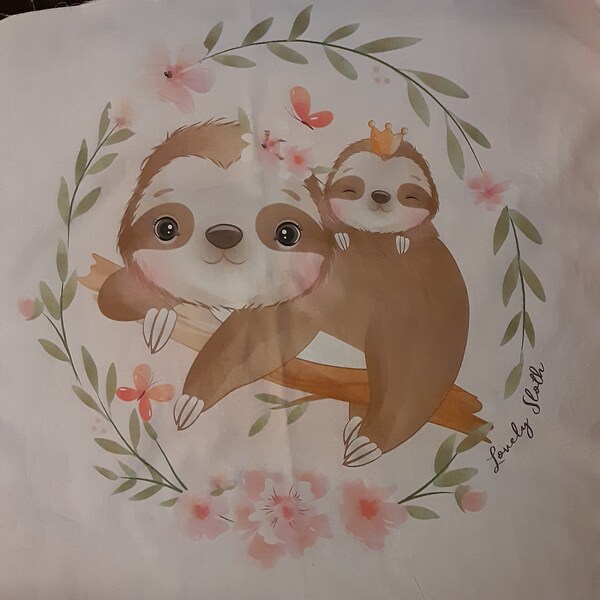 Sloth Baby Fabric Panel for Quilt, Sloth Pillow Case Fabric, Sloth ...