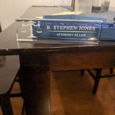 Attorney Glass Office Desk Name Plate, Clear JD Judge Nameplate, Lawyer ...