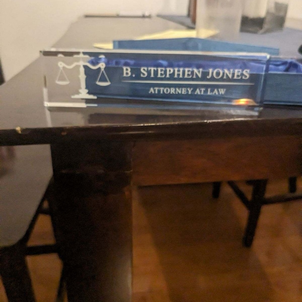 Attorney Glass Office Desk Name Plate, Clear JD Judge Nameplate, Lawyer ...