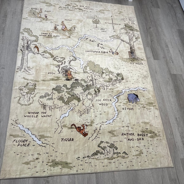 Winnie the Pooh Hundred Acre Wood Rug, Kids Play Rug Vintage Rug, Rugs ...