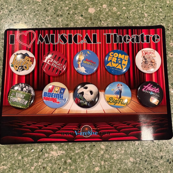 Handmade 32mm Pin Badges for Broadway and West End Fans - Customize ...