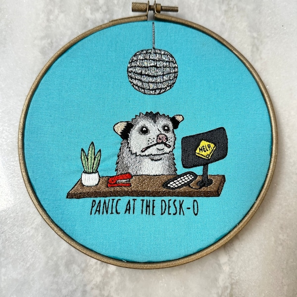 Panic at the Desk-o-possum - Disco Possum Hand Embroidery PDF Template ...