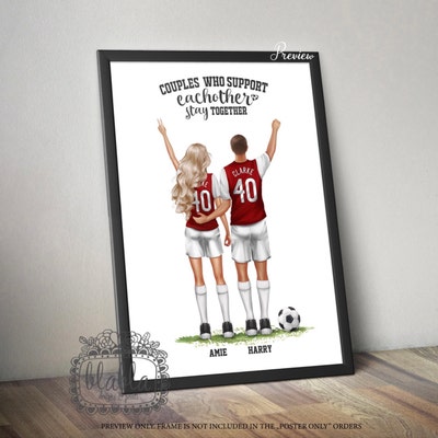 Personalised Couple Print, Personalised Football Couple Poster ...