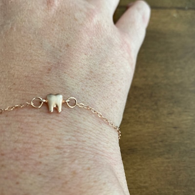 Tooth Bracelet.rose Gold Tooth.dentist Bracelet,dental Nurse Gift.pink ...