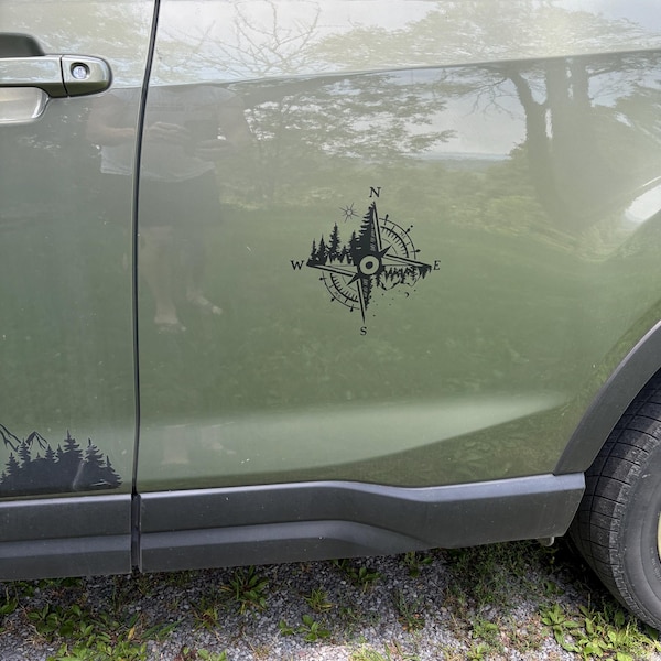 Mountain Compass Decal | Outdoor Decal | Car Decal | Compass Sticker ...