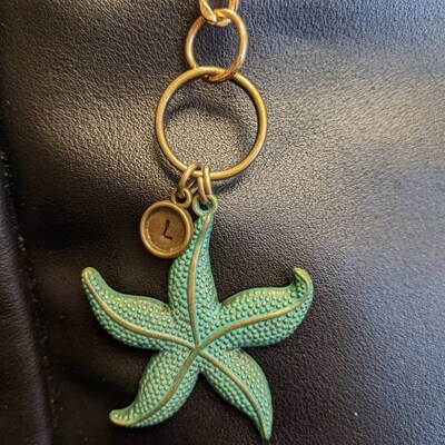 Starfish Keychain SMALL Starfish Keyring Bronze Starfish Charm Keychain ...