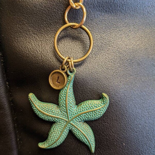 Starfish Keychain SMALL Starfish Keyring Bronze Starfish Charm Keychain ...