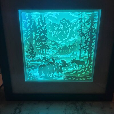 Moose Shadow Box Files, Paper Cut Light Box Template Files, Shadow Box ...