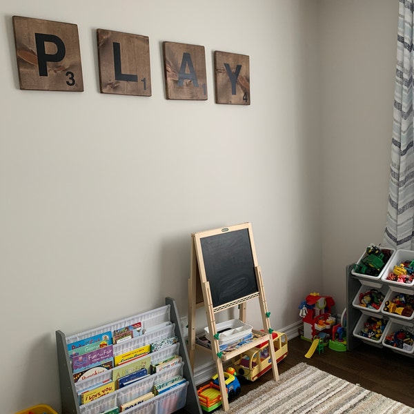 Giant Scrabble Tile Letters, Jumbo Wooden Kids Tile Wall Art, Large ...
