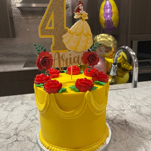 Princess Belle Personalized Cake Topper, Beauty and the Beast Party ...