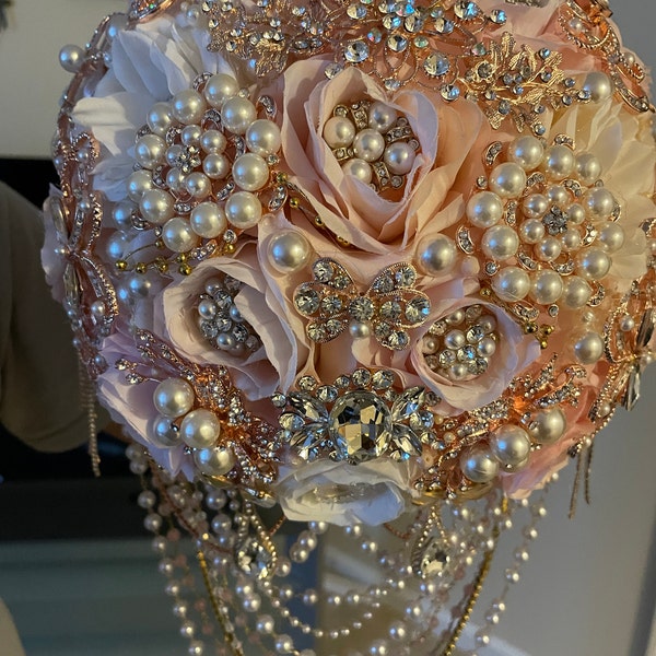 CUSTOM BROOCH BOUQUET, Champagne Wedding Brooch Bouquet, Custom Bouquet ...