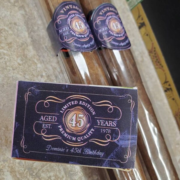 EDITABLE Cigar Labels 50th Birthday Cigar Band, Aged to Perfection, Any ...