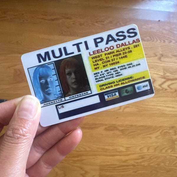 Fifth Element Multipass ID Card - Leeloo Dallas Plastic Prop - Etsy UK