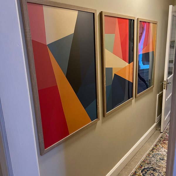 Abstract Color Block Wall Art, Set of 3 Home Decor Set of Wall Art ...