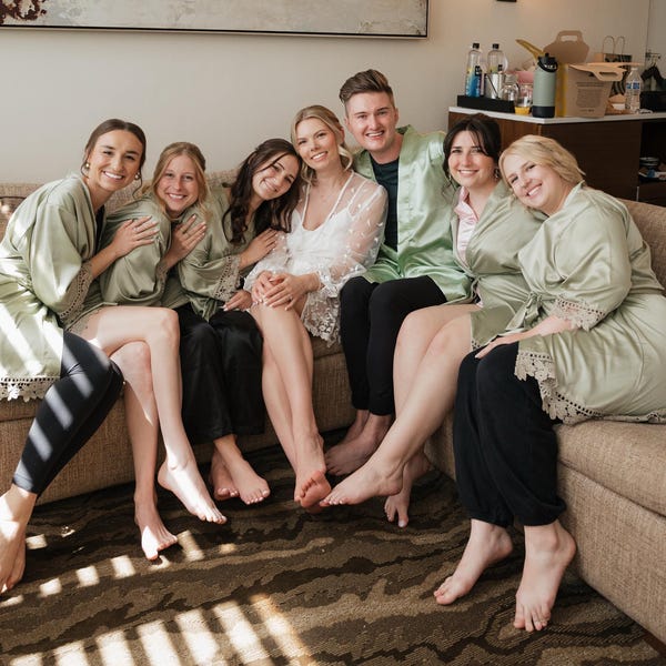 Satin Slip / Lace Bridal Robe / Bridesmaid Robes / Robe / Bridal Robe ...