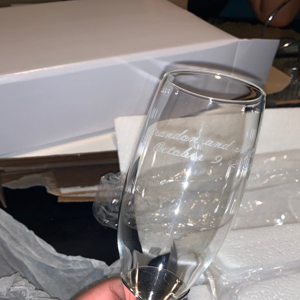 Personalized Wedding Flutes Custom Crystal Stone Stem Wedding Champagne ...