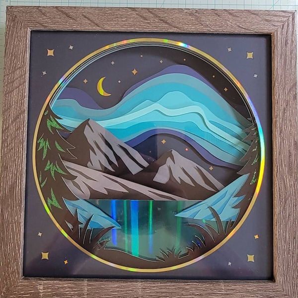 3D Northern Lights Shadow Box, Aurora Borealis Shadow Box, 3D Nature ...