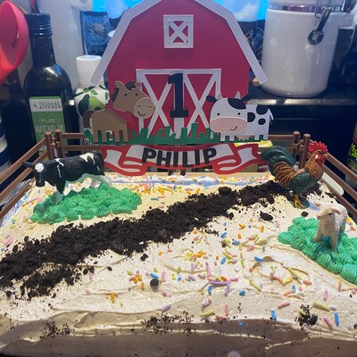 Farm Cake Topper, Farm One Cake Topper, Farm One Cake Topper, Farm ...