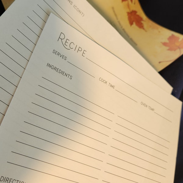 Printable A4 Recipe Page With Plate Design, Fillable Form Recipe Page ...