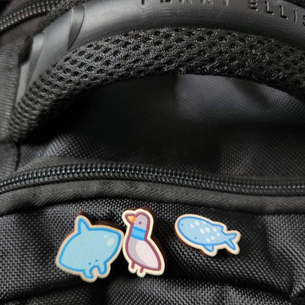 Cartoon Animal Wooden Pins | Cute Creature Badges Gift Set - Etsy