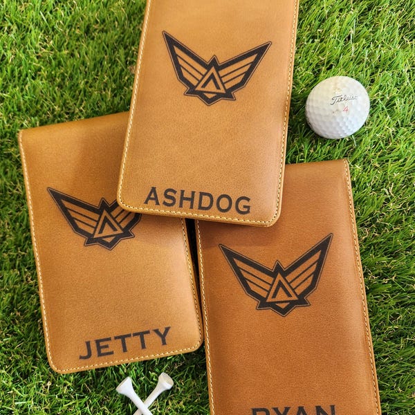 Golf Scorecard & Yardage Book Holder Custom Golf Gift Genuine Premium ...