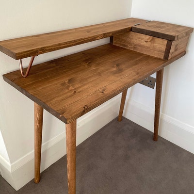 Scandi Desk Rustic, Vintage, Monitor Stand, Handmade, Industrial ...