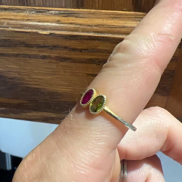 14K Gold Birthstone Ring Stackable Rings for Women, Mothers Ring, Personalized Gifts for Her for ...