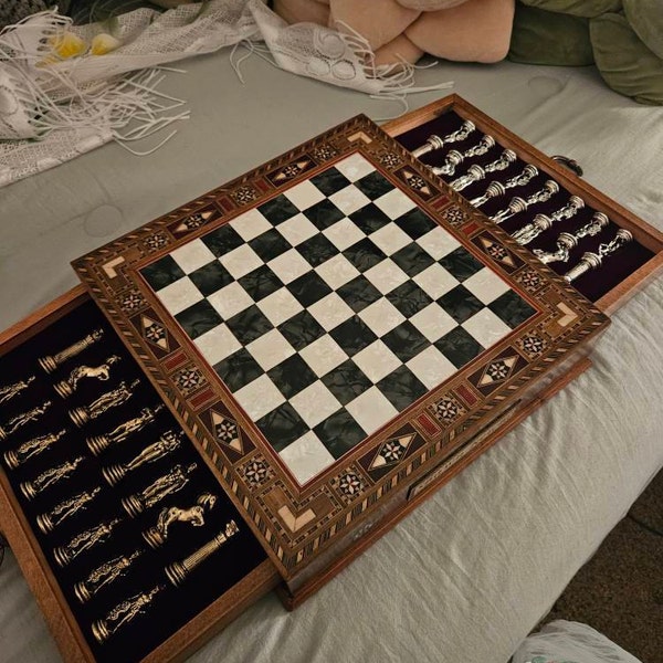 Chess Board With Figures Custom Chess Set for Husband Valentines Gift ...