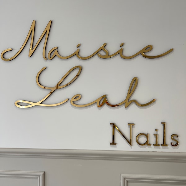 Beauty Salon Sign for Interior Wall With Custom Logo in Gold, Silver ...