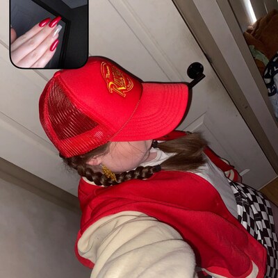 RUSTEZE Custom Trucker Adjustable Cap Disney Cars Hat Red Hat Lightning ...