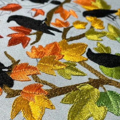 Autumn Birds Embroidery Hoop Kit Crow Embroidery Pattern - Etsy