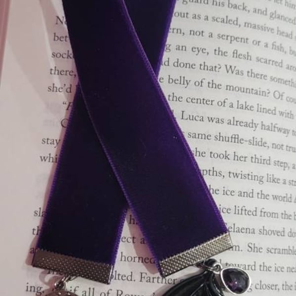 Manon Dark Red Velvet Ribbon Bookmark With Charms Bookish Gift book ...