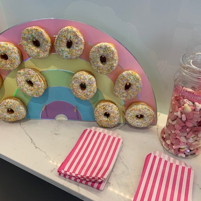 Rainbow Donut Wall, Pastel Donut Wall, Birthday Donut Cake Stand, Girls ...