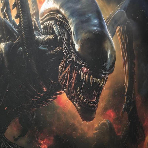 Xenomorph Alien X Jonesy Cat Art Print - Cute Horror Poster, Perfect ...