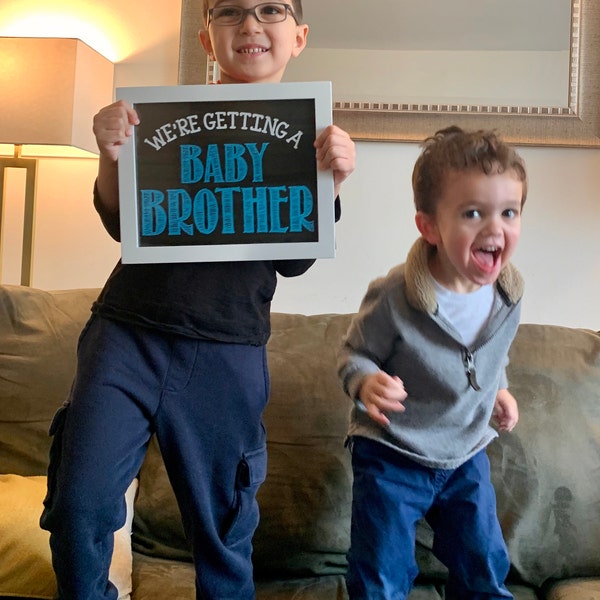 We're Getting a Baby Brother Gender Reveal Pregnancy Announcement Sign ...