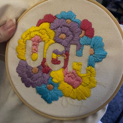 Digital Hand Embroidery Pattern Floral Pastel Ugh Design Digital PDF ...